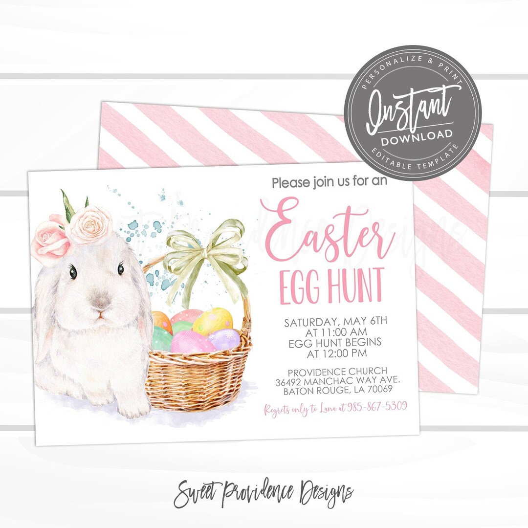 Easter Egg Hunt Invitation, Easter Hunt Invite, Easter Invite, Editable ...