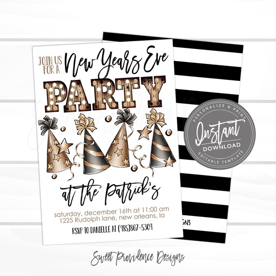 New Years Eve Party Invitation Editable NYE Party New Years | Etsy
