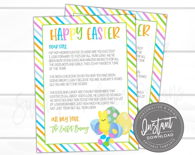 Editable Letter From the Easter Bunny. Personalized Easter Morning ...
