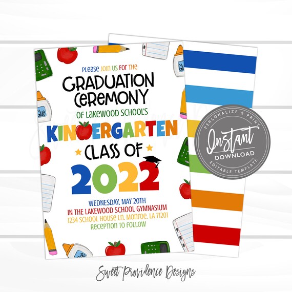 Kindergarten Graduation Ceremony Invitation Grad Party Invite - Etsy