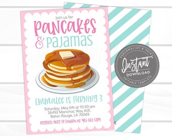 Editable Pancake Birthday Invitation Shortstack Invite - Etsy