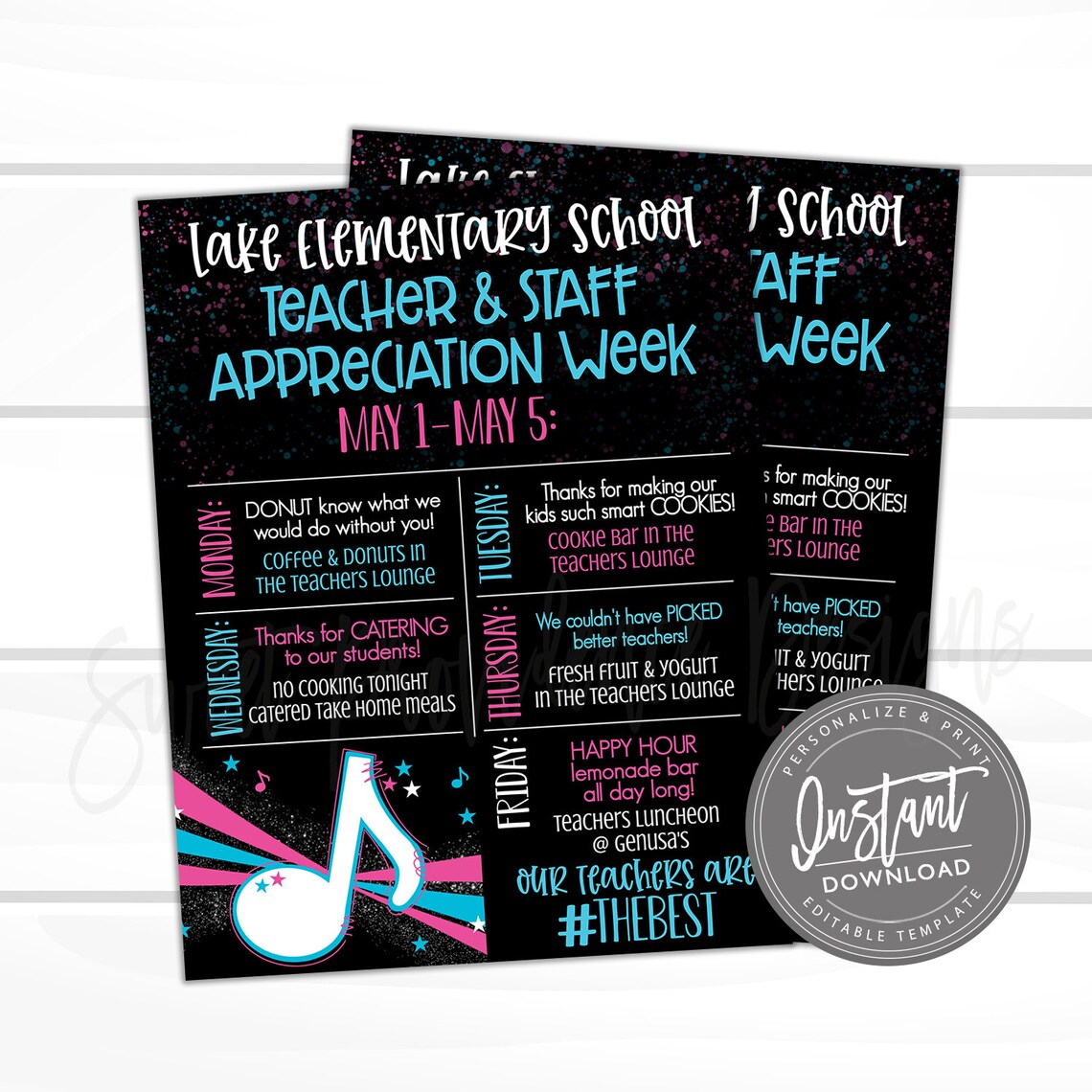 EDITABLE Teacher Appreciation Week Itinerary Printable - Etsy