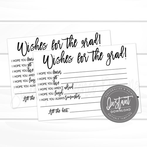 Graduation Advice Cards Wishes for the Graduate Graduation - Etsy