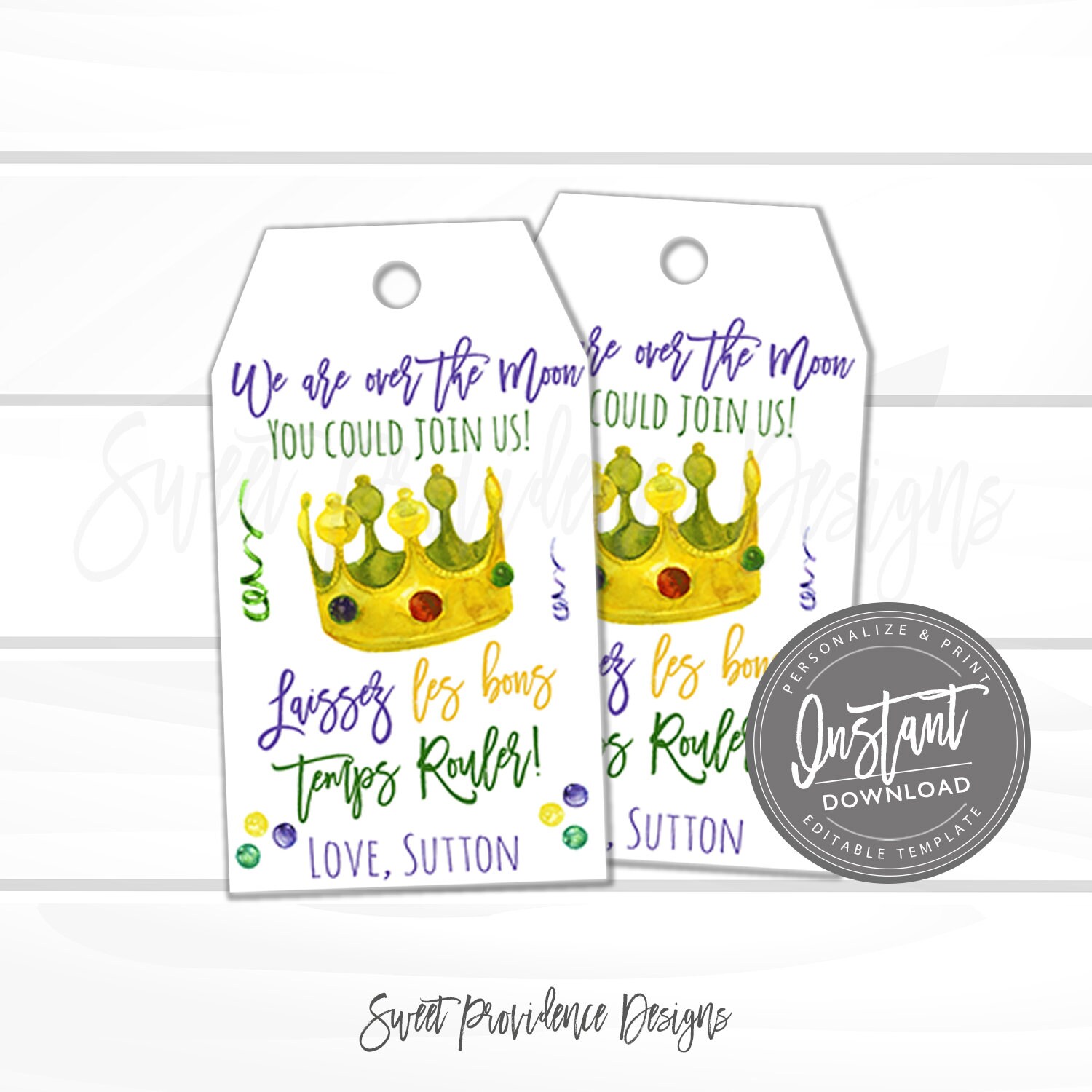 Mardi Gras Favor Tags Editable Mardi Gras Party Tags | Etsy