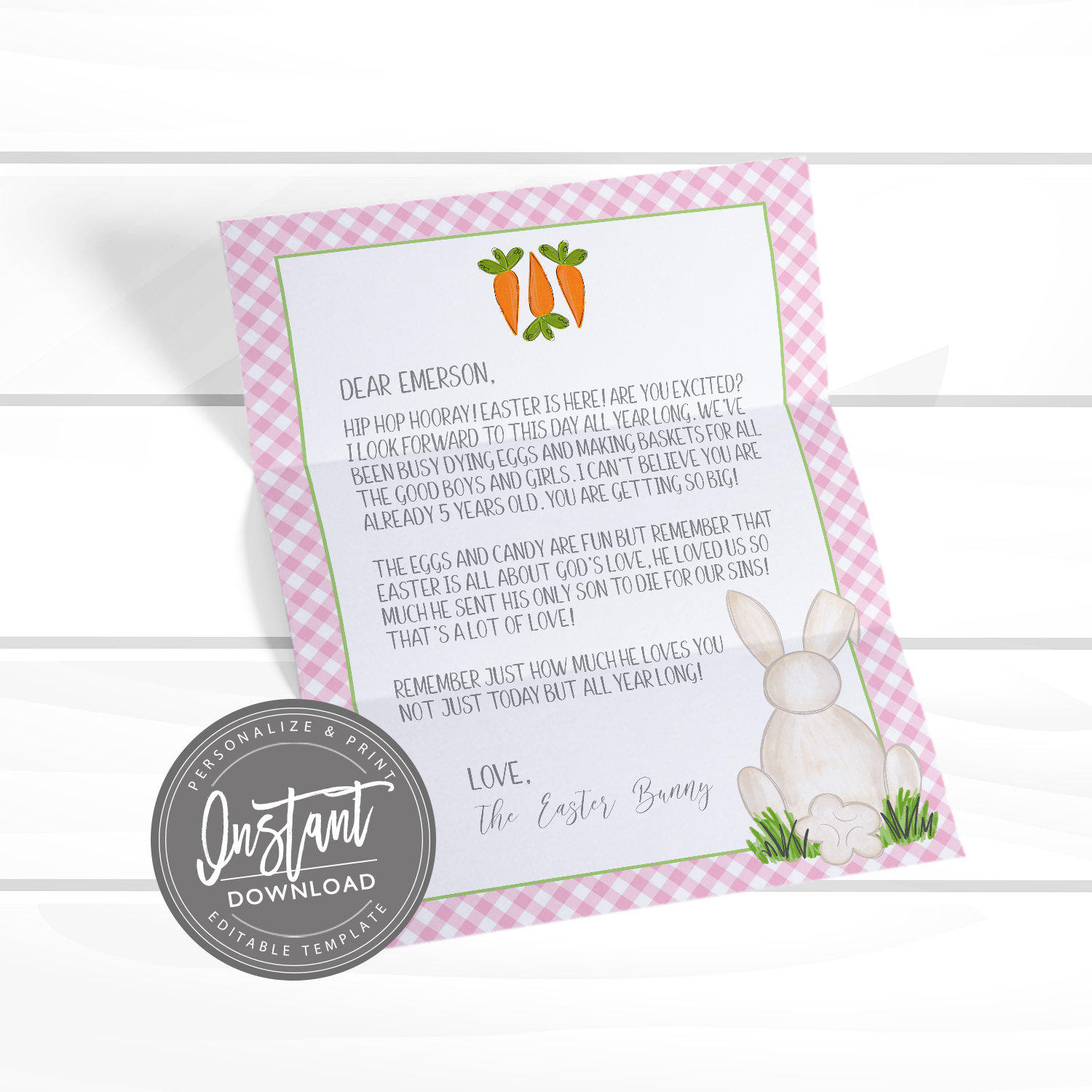 EDITABLE Easter Bunny Letter Easter Printable Stationery | Etsy