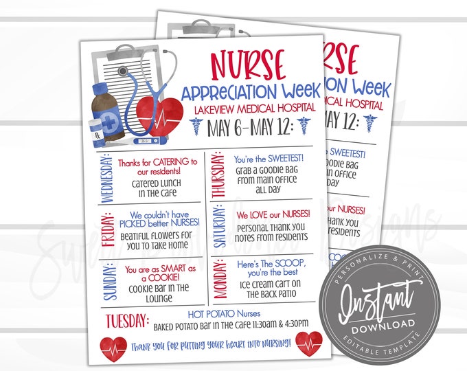 EDITABLE Lab Appreciation Week Itinerary Poster, Printable Digital File ...