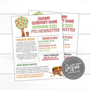 Editable PTO Newsletter, PTO PTA Fall/september Flyer Template, P.T.O ...