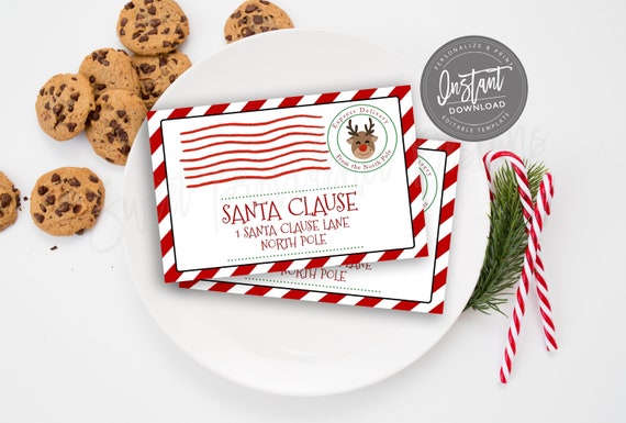 EDITABLE Letter From Santa Stamp Printable Santa Mail Label - Etsy