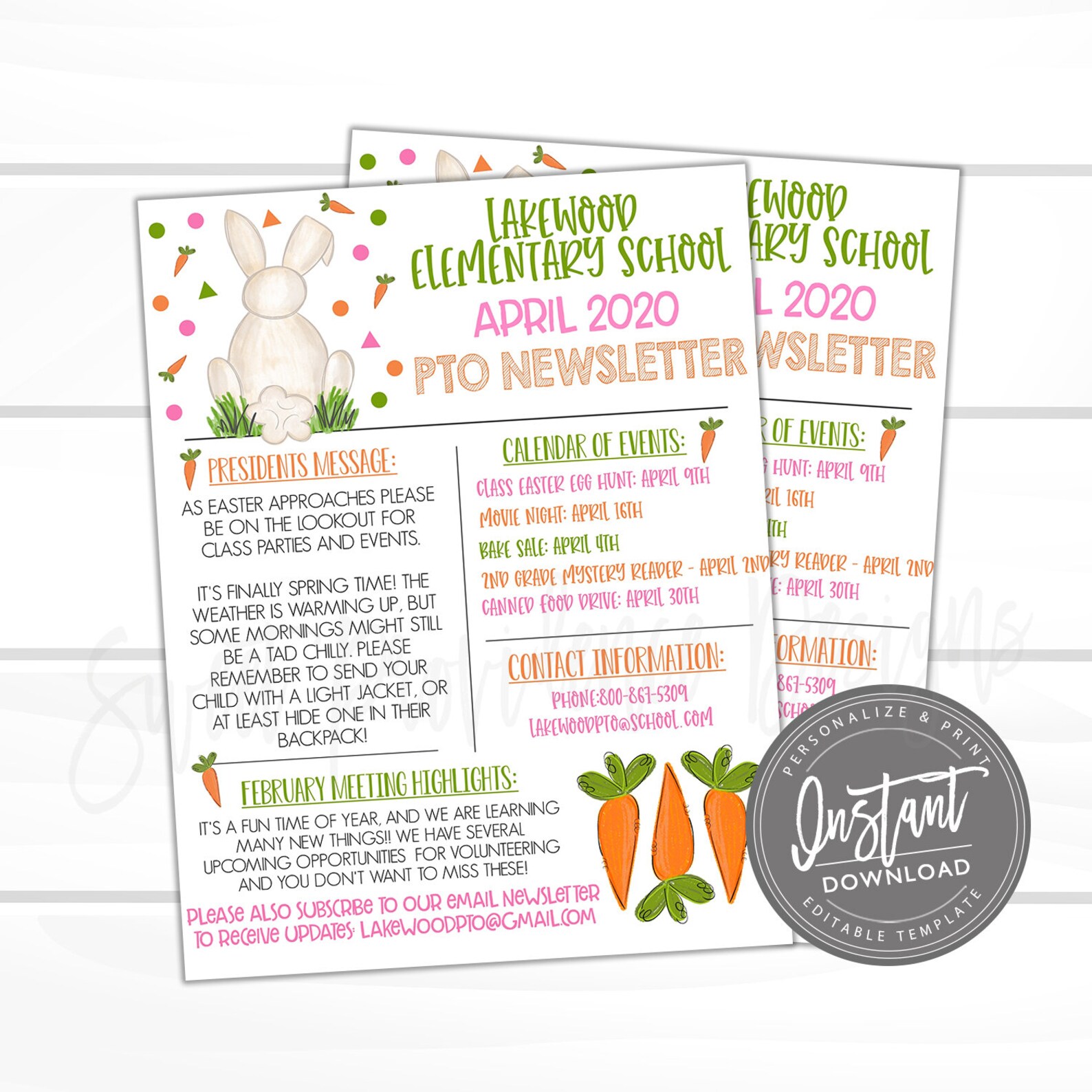Editable PTO Newsletter PTO PTA Spring/april Flyer Template - Etsy