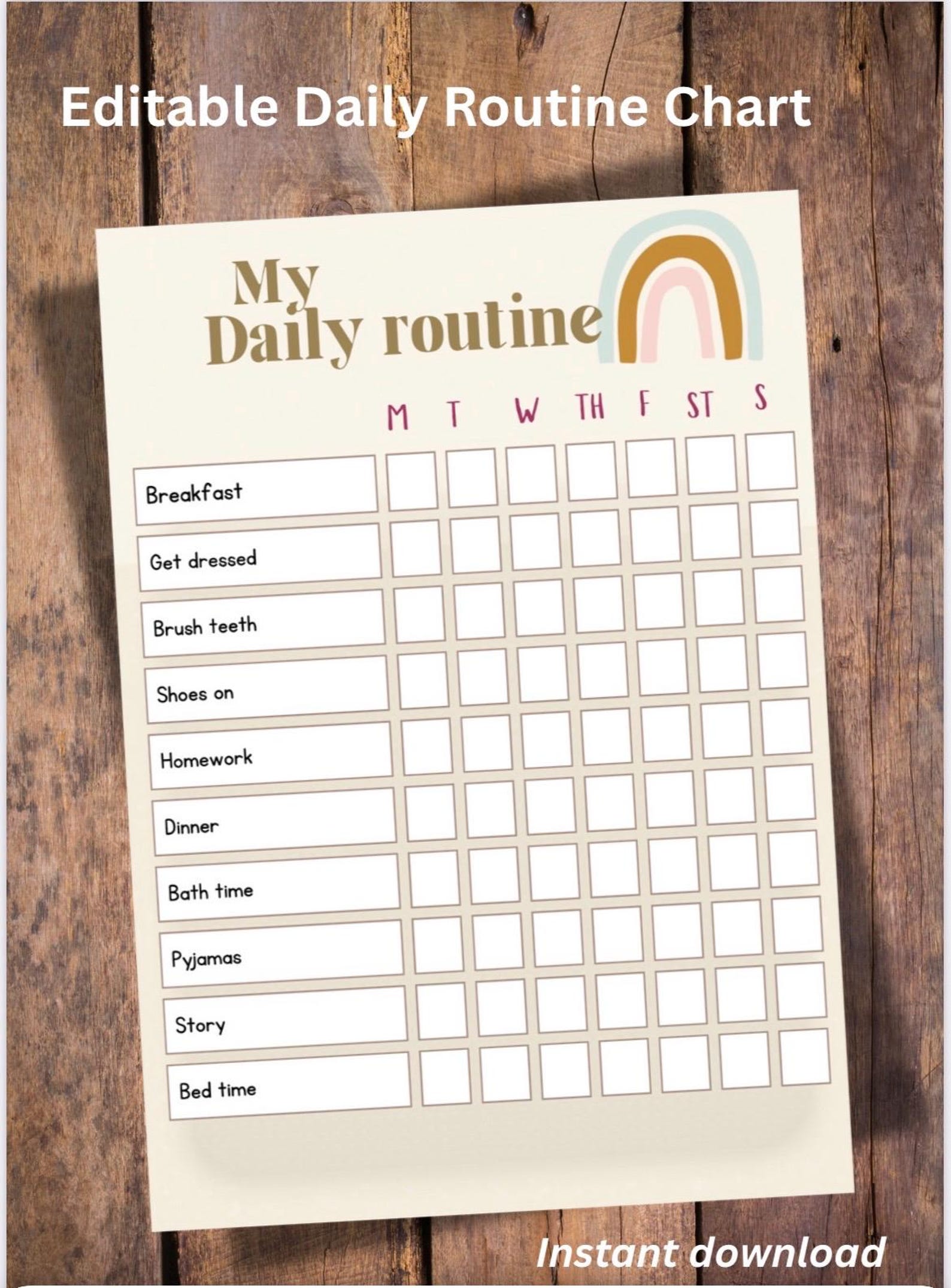 Editable Daily Routine Chart for Kids | Printable Morning & Evening ...