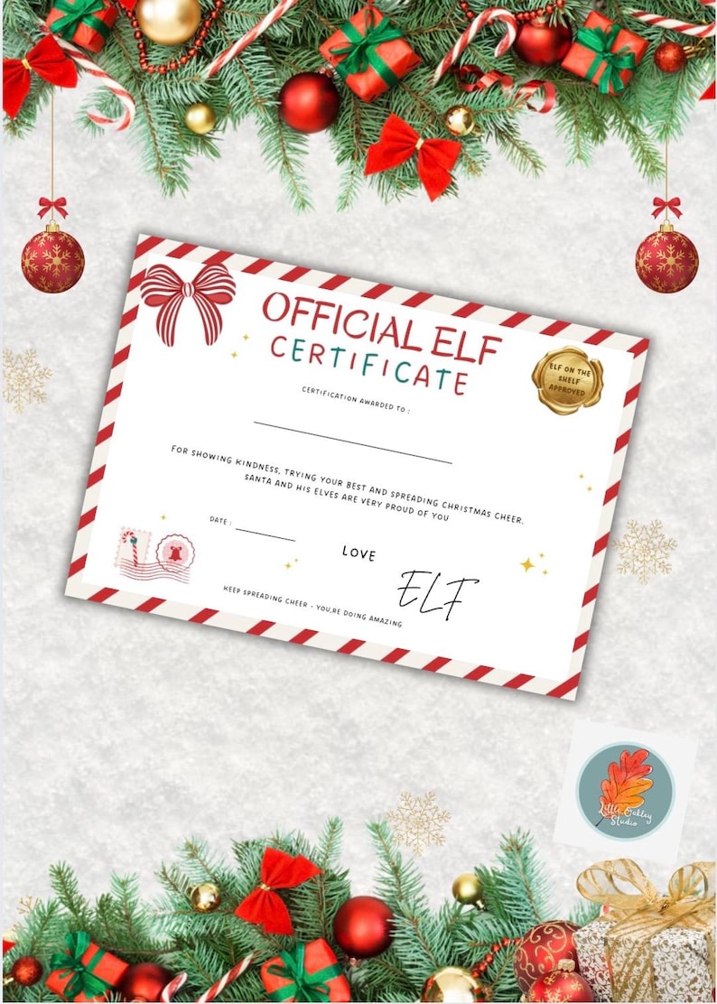 Elf Certificate Printable | Elf on the Shelf Reward Certificate for ...