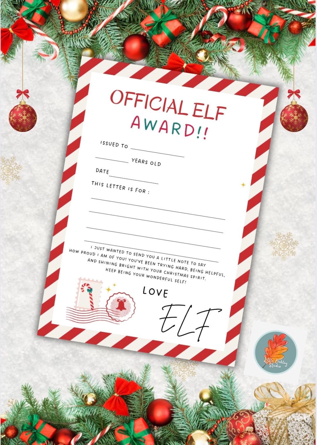 Elf Award Letter Printable | Christmas Prop - Etsy