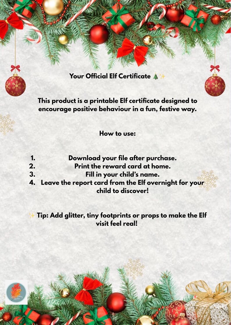 Elf Certificate Printable | Elf on the Shelf Reward Certificate for ...