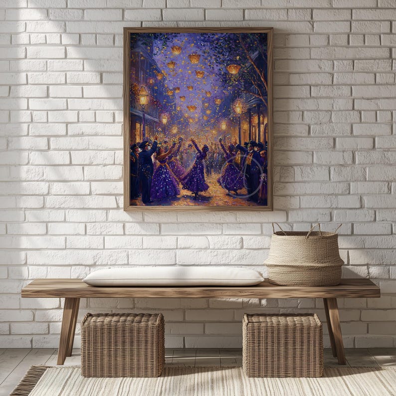 Festive Mardi Gras Parade Oil Painting - Colorful Vintage New Orleans ...