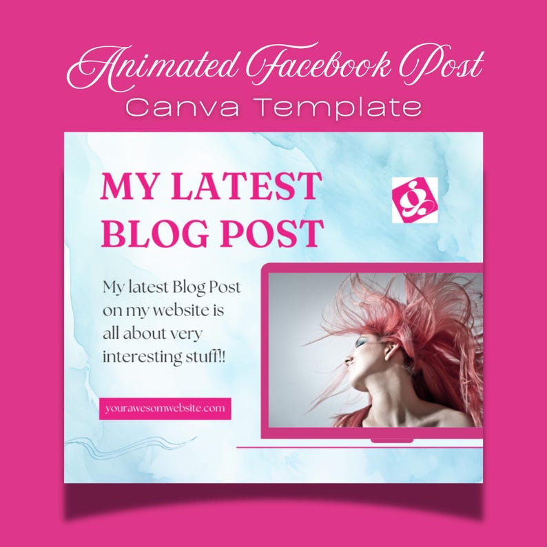 Animated Facebook Post Template Canva | Social Media Blog Promotion ...