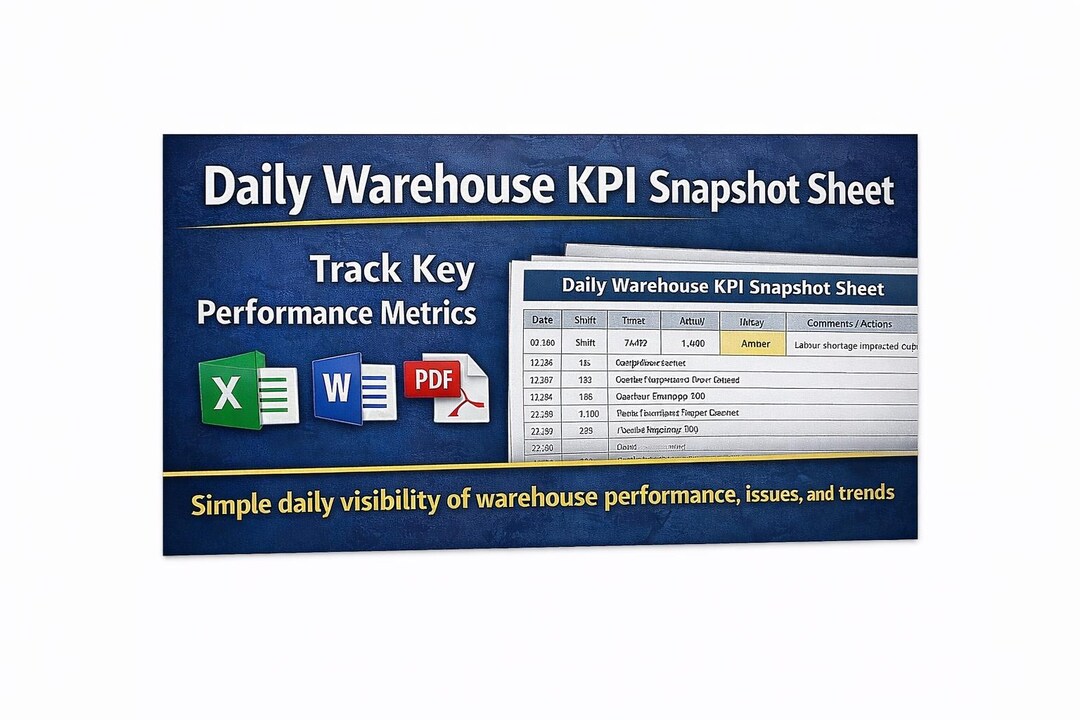 Daily Warehouse KPI Snapshot Sheet - Etsy
