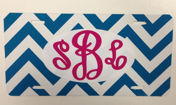 Items similar to Custom Monogrammed Chevron Car Tag on Etsy
