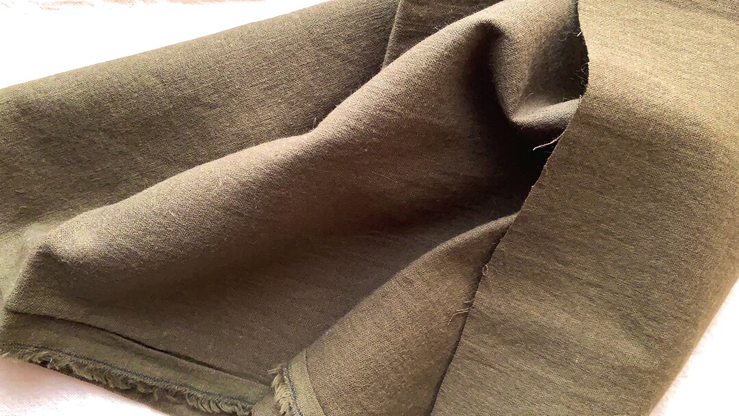 Japanese Fabric, Cotton Linen Blend Fabric, Moss Green, Half Yard, 50cm ...