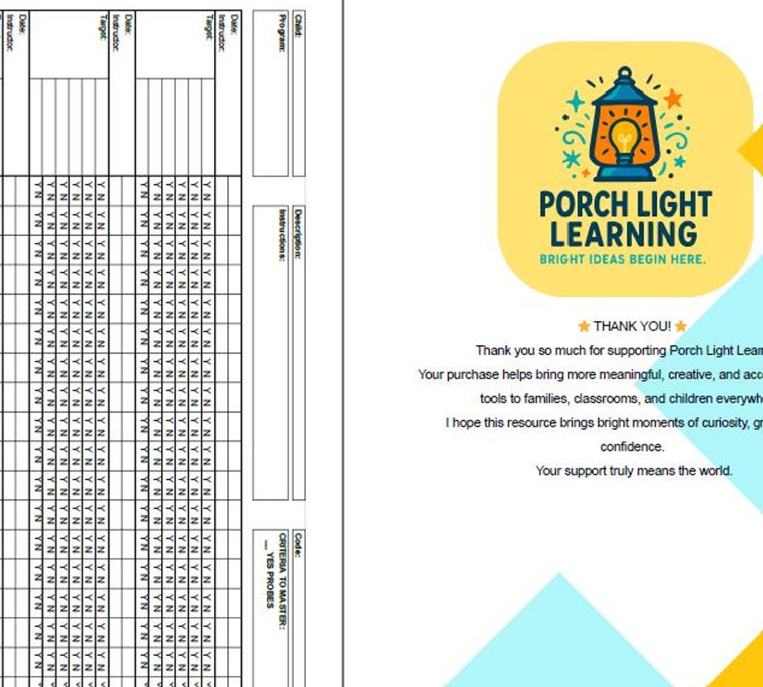 Editable Probe Data Sheet + Instructions | ABA BCBA | Printable ...
