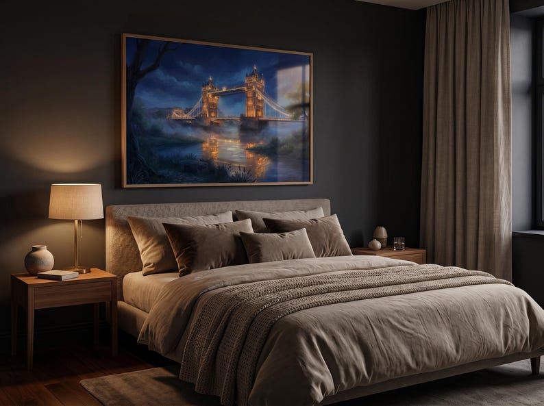 Tower Bridge Night Print, Magical London Fairytale Art (digital ...