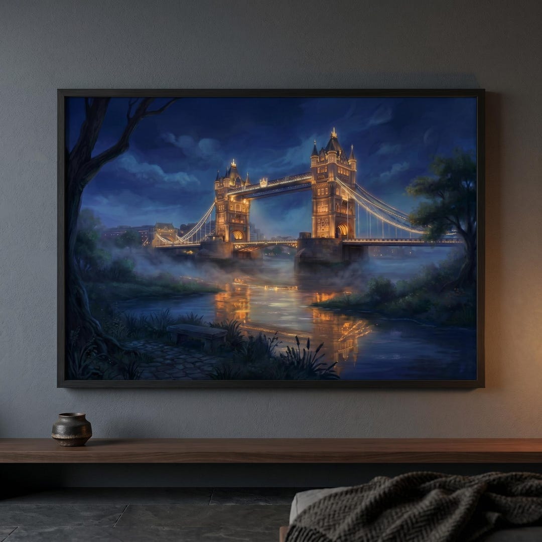 Tower Bridge Night Print, Magical London Fairytale Art (digital ...