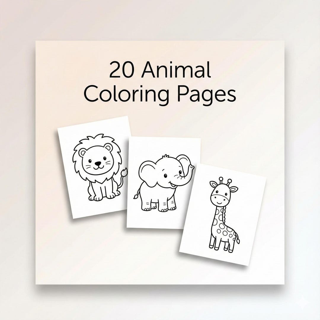 20 Animal Coloring Pages | Cute Animal Coloring Book | Kids Printable ...