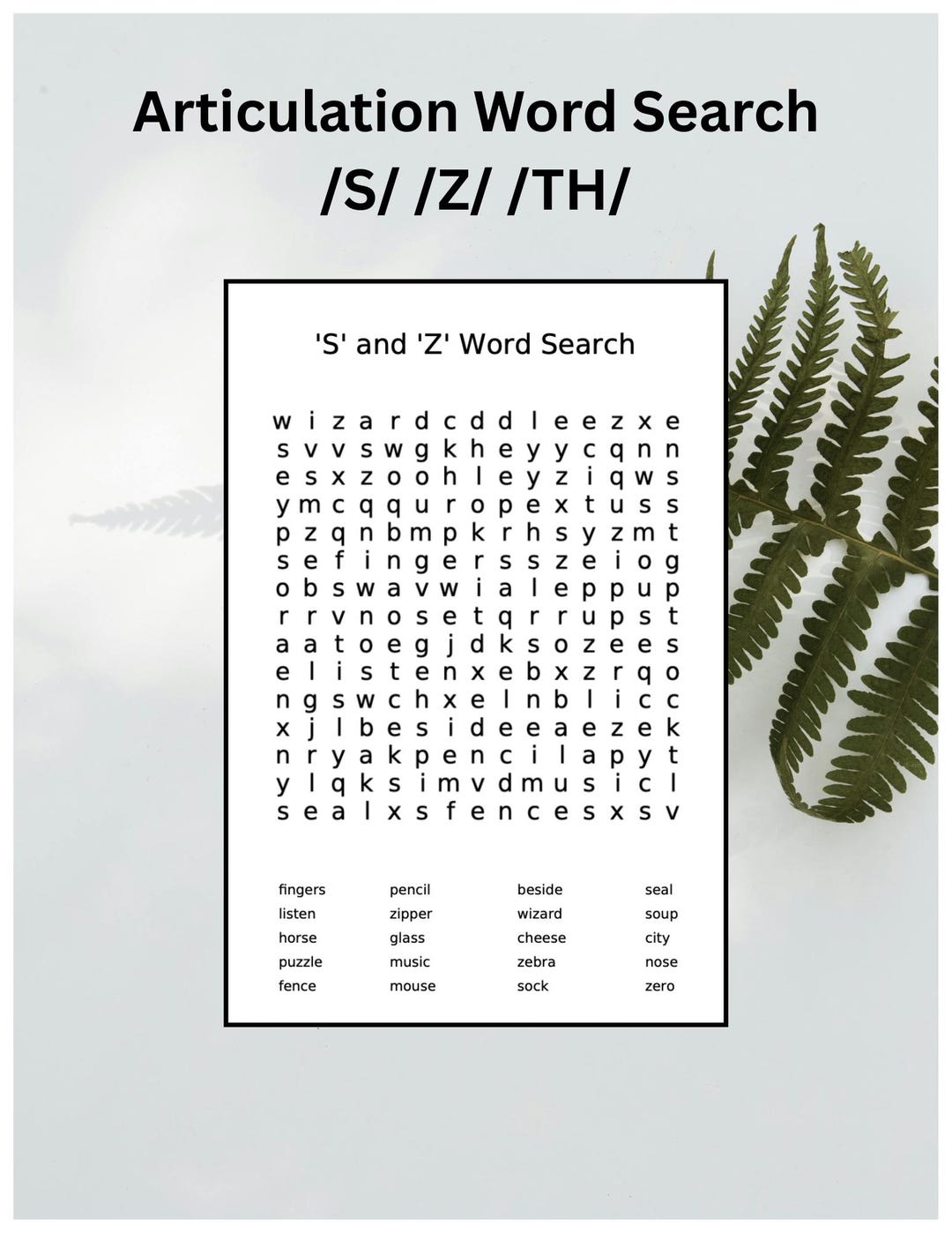 Articulation Speech Therapy Printable, Word Search, Speech Sound, SLP ...