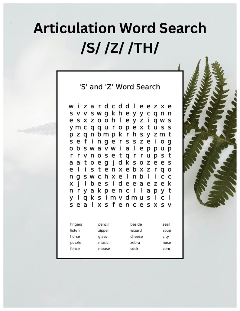 Articulation Speech Therapy Printable, Word Search, Speech Sound, SLP ...