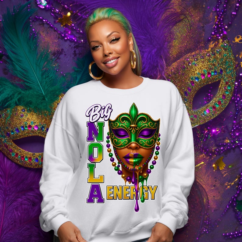 Big NOLA Energy Mardi Gras Mask PNG | New Orleans Carnival (digital ...