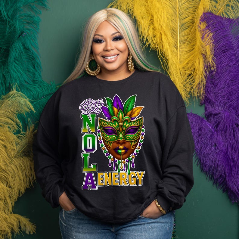Big NOLA Energy Mardi Gras Mask PNG | New Orleans Carnival (digital ...