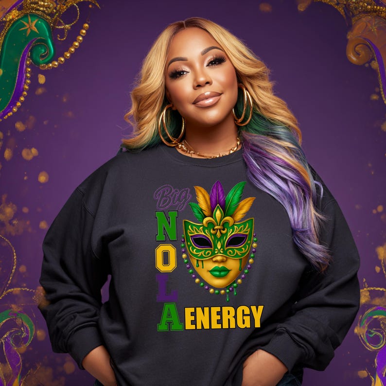 Big NOLA Energy Mardi Gras Mask PNG | New Orleans Carnival (digital ...