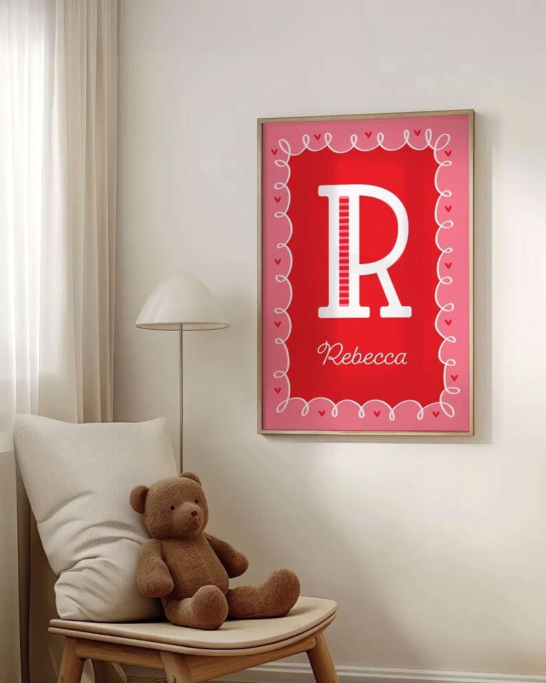 Kids Name Print Personalised Name and Initial for Nursery, Kids Wall ...