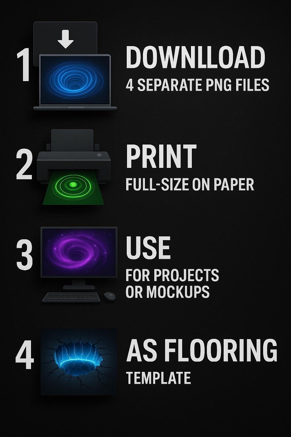 3D Epoxy Floor Design Template – Glowing Vortex Illusion – Resin Floor ...