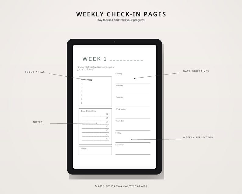 Data Science Planner 2026 | 12 Week Data Science Workbook | Printable ...
