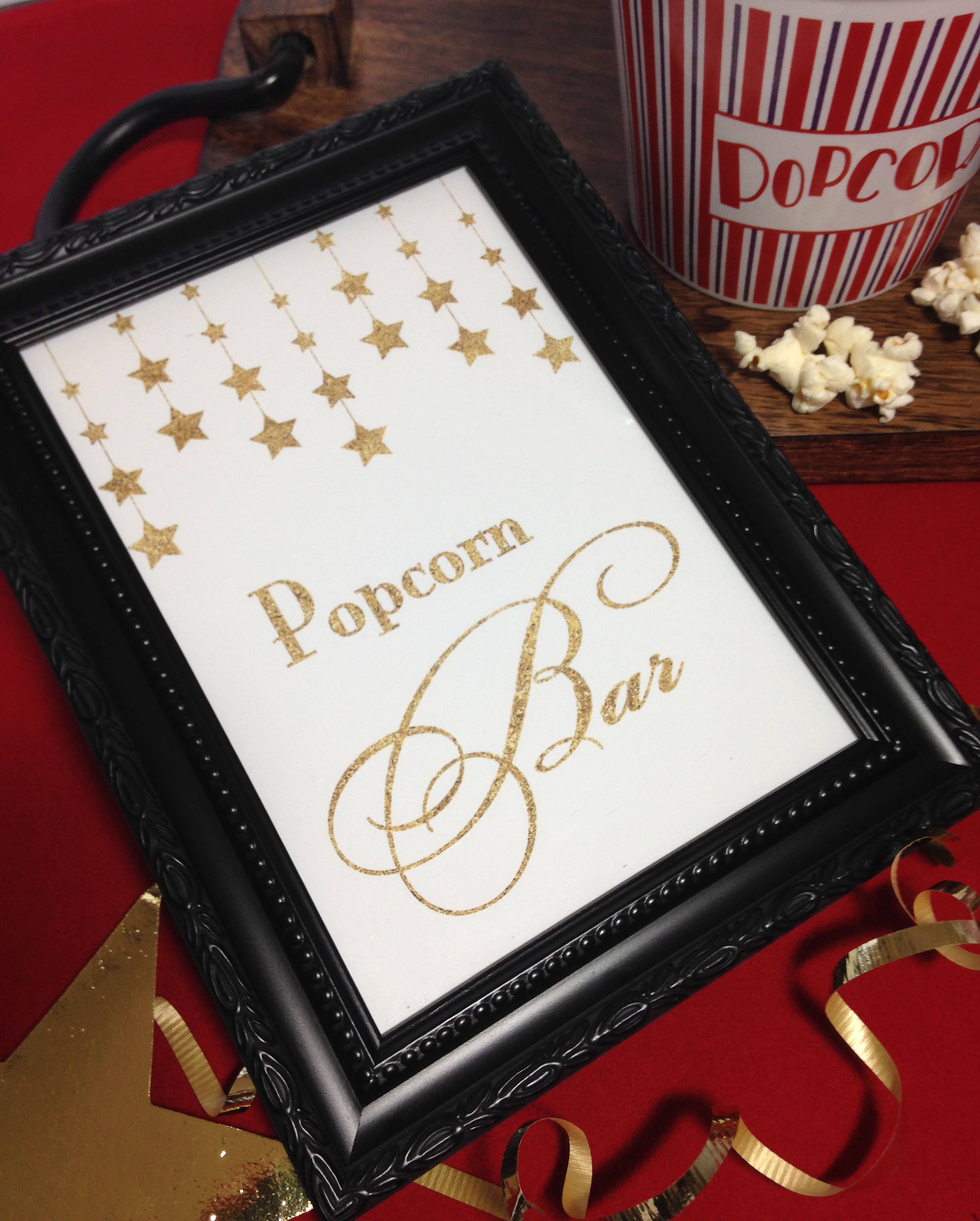 Popcorn Bar Sign Printable Instant Download 5x7 Popcorn Sign | Etsy