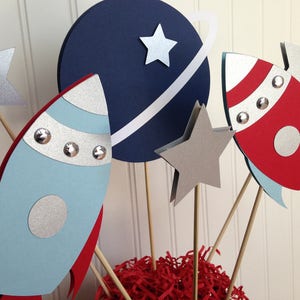 Rocket Ship Space Theme Astronaut Birthday Party Centerpiece Set in ...