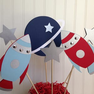 Rocket Ship Space Theme Astronaut Birthday Party Centerpiece Set in ...