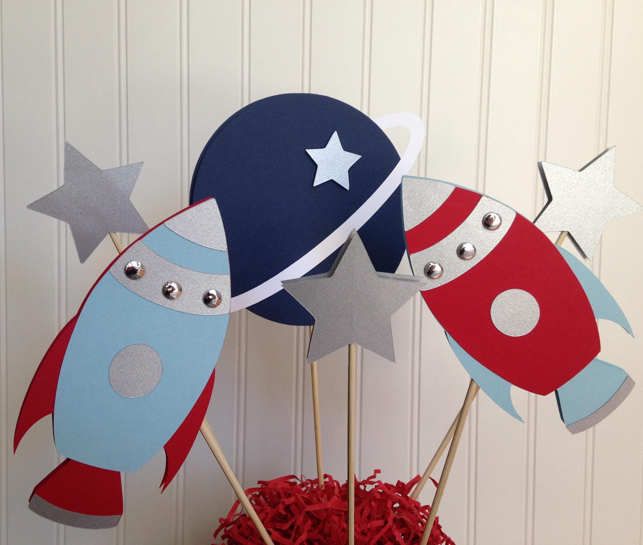 Rocket Ship Space Theme Astronaut Birthday Party Centerpiece Set in ...