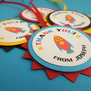 Retro Rocket Birthday Thank You Tags Personalized Set of 12 - Etsy