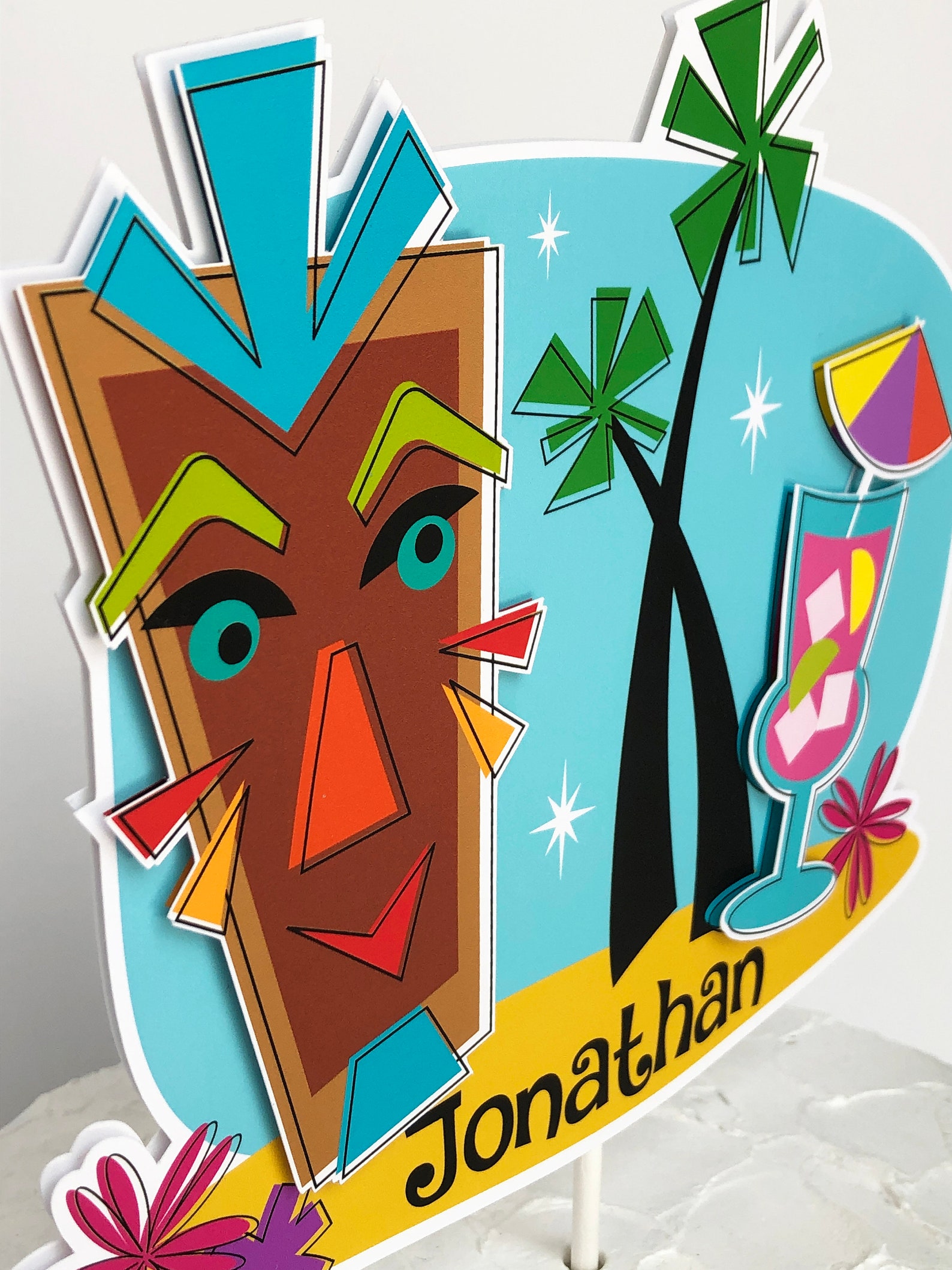 Retro Tiki Cake Topper Personalized Tiki Cake Topper - Etsy