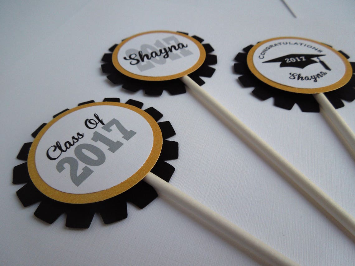 Graduation Cupcake Toppers Personalized Set of 12 | Etsy