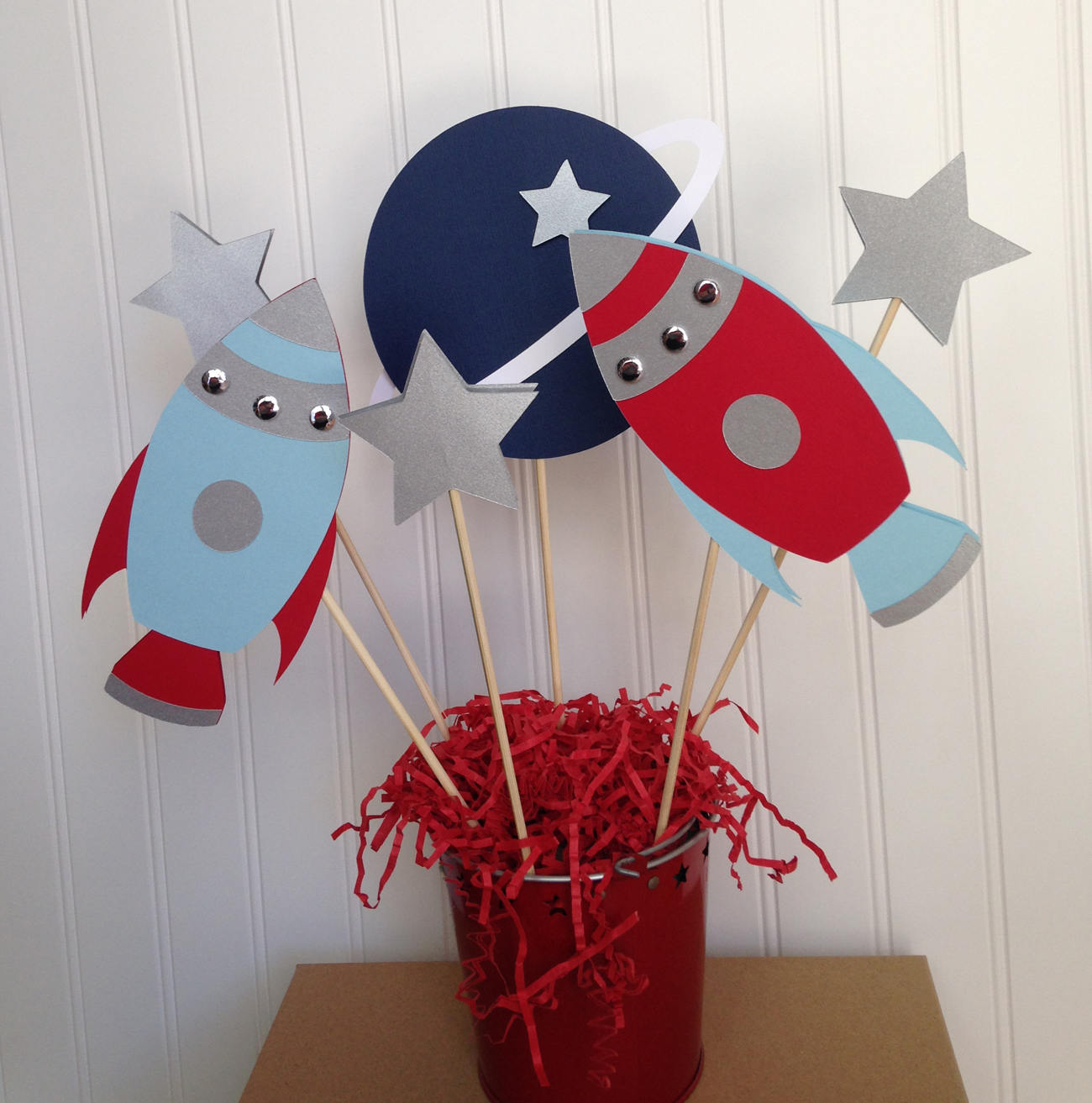 Rocket Ship Space Theme Astronaut Birthday Party Centerpiece Set in ...