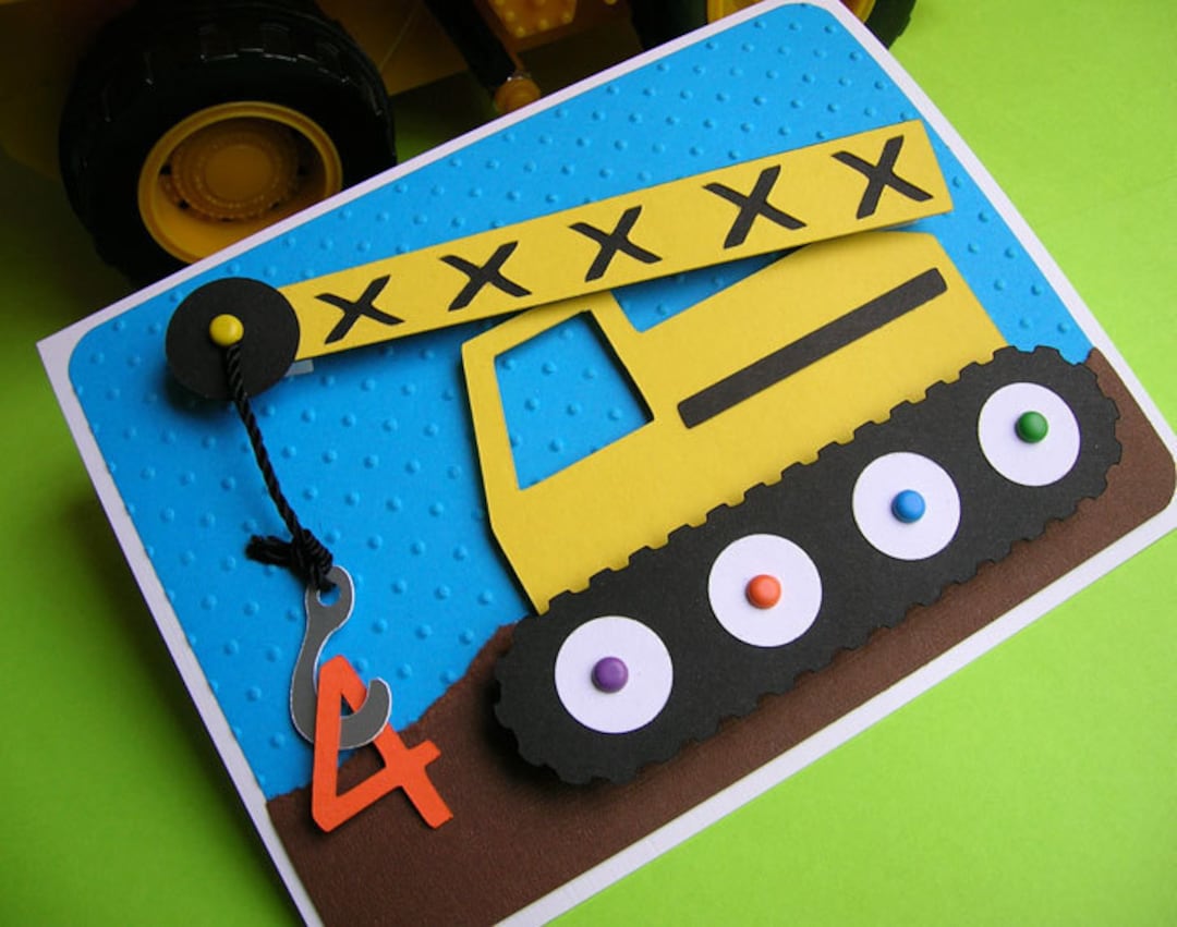 Construction Crane Birthday Invitations (set of 8) - Etsy