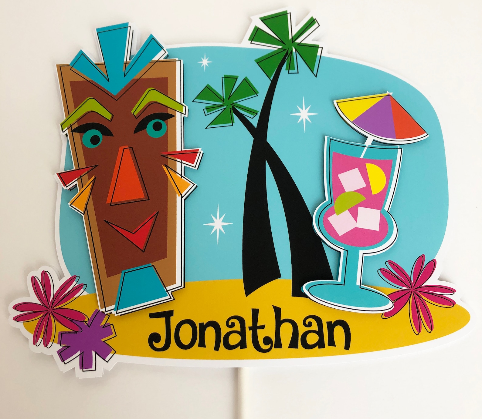Retro Tiki Cake Topper Personalized Tiki Cake Topper - Etsy