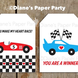 Printable Race Car Valentine Tags, Printable Valentines for Kids - Etsy