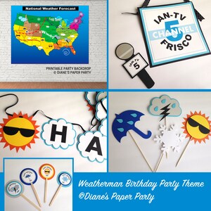 Weatherman Birthday Party Centerpiece Set, Centerpiece Set for ...