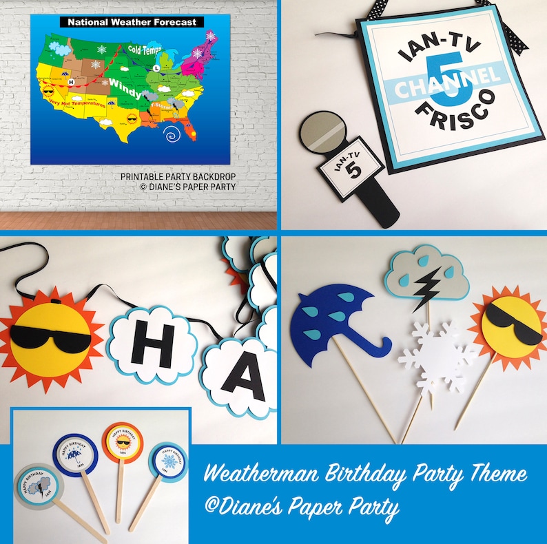 Printable Weather Map, Kids Party Backdrop (digital Download) - Etsy