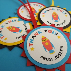 Retro Rocket Birthday Thank You Tags Personalized Set of 12 - Etsy
