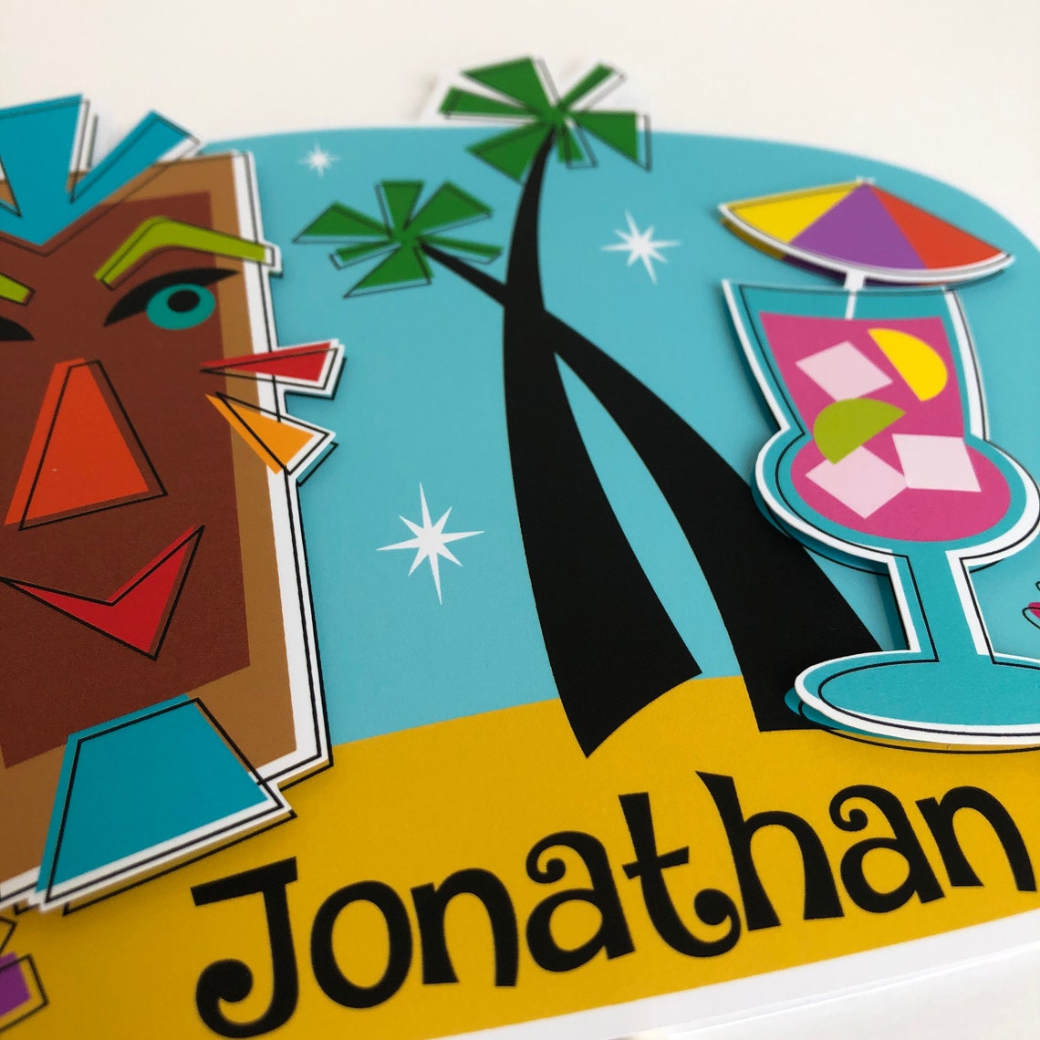 Retro Tiki Cake Topper Personalized Tiki Cake Topper - Etsy