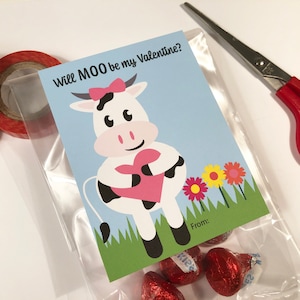 Farm Animals Valentine Card, Classroom Valentines, Instant Download ...